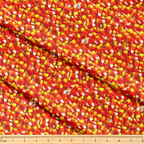 Fabric by The Yard [ 58" inches x 1 Yard ] Decorative Fabric for Sewing Quilting Apparel Crafts Home Decor Accents (Candy Corn Halloween Pattern)