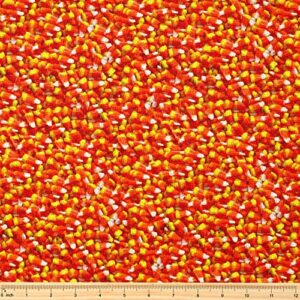 Fabric by The Yard [ 58" inches x 1 Yard ] Decorative Fabric for Sewing Quilting Apparel Crafts Home Decor Accents (Candy Corn Halloween Pattern)