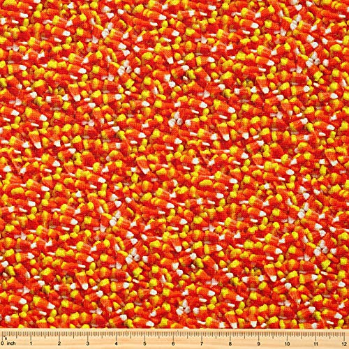 Fabric by The Yard [ 58" inches x 1 Yard ] Decorative Fabric for Sewing Quilting Apparel Crafts Home Decor Accents (Candy Corn Halloween Pattern)