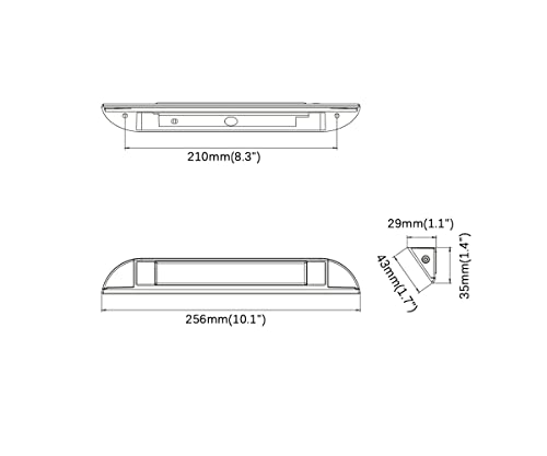 Raycharm 10" RV & Marine Boat LED Awning Porch Utility Light Fixture, 40° Down Angle Beam, 6000K Cool-White Super Bright, 12V/24V DC, High Light-Output Low Ampere Draw, Waterproof White Finish, 2-Pack