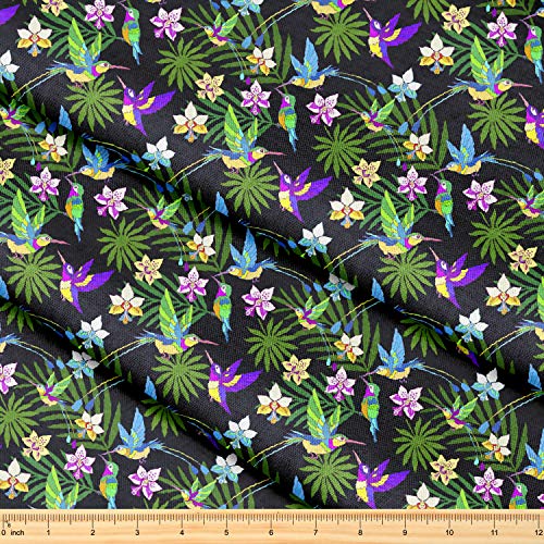 KoolSwitch Fabric by The Yard [ 58 inches x 1 Yard ] Decorative Fabric for Sewing Quilting Apparel Crafts Home Decor Accents (Hummingbird Pattern), Length = 1 Yard