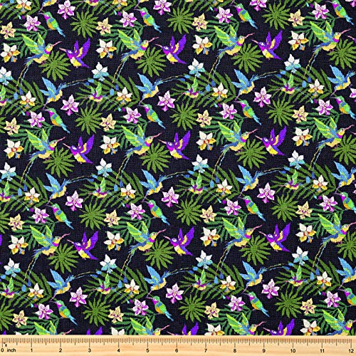 KoolSwitch Fabric by The Yard [ 58 inches x 1 Yard ] Decorative Fabric for Sewing Quilting Apparel Crafts Home Decor Accents (Hummingbird Pattern), Length = 1 Yard