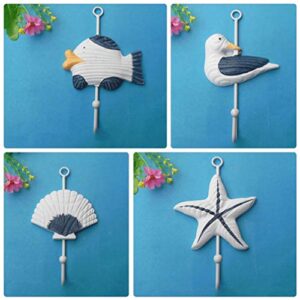 Cabilock 4pcs Mediterranean Wall Hooks Nautical Wall Decor Decorative Single Coat Hanger for Beach Coastal Theme Party Supplies