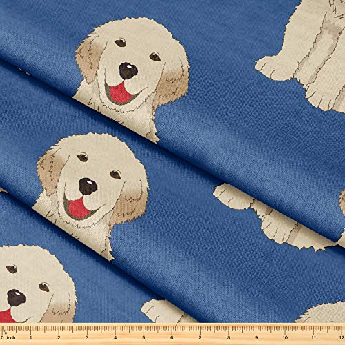 KoolSwitch Fabric by The Yard [ 58 inches x 1 Yard ] Decorative Fabric for Sewing Quilting Apparel Crafts Home Decor Accents (Labrador Golden Retriever Dog Pattern), Length = 1 Yard