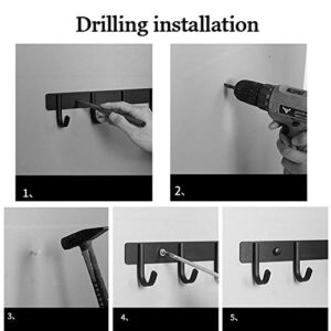 JWZQ Heavy Duty Coat Hooks for Wall Mounted, with 8 Single Hooks, Entryway Hat Rack for Belt, Scarves, Coffee Mug, Umbrella, Key Hooks, 60cm/24