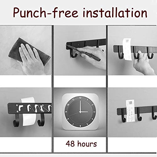 JWZQ Heavy Duty Coat Hooks for Wall Mounted, with 8 Single Hooks, Entryway Hat Rack for Belt, Scarves, Coffee Mug, Umbrella, Key Hooks, 60cm/24