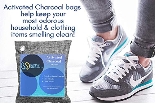 Natural Charcoal Bamboo Bags / 4 Pack / Fresh Order Absorber Bag / for Home, Closet Pet Drawers / Air Deodorizer / Activated Charcoal Bags