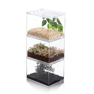 REPTI ZOO Magnetic Acrylic Case, 8x6x6 Inch Tall Long Enclosure Reptile Breeding Box Terrarium Cage for Tarantula Scorpion Sling Isopods Lizards Roach Invertebrates Insect Mantis