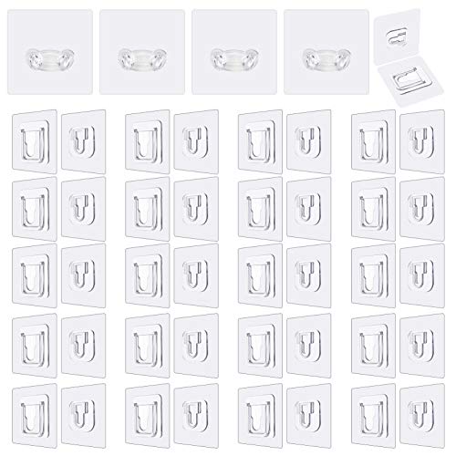 Double Side Adhesive Hooks 24 Pack Wall Hooks Heavy Duty 13.2 lbs Max, Self Adhesive Hooks Waterproof Sticky Hooks for Bathroom, Kitchen, Picture Hanging Hook