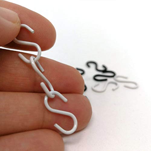 EXCEART 20 Pcs Mini S Hooks Metal Wire Hook Connectors Miniature Doll House Hanger for DIY Crafts Jewelry Hanging Supplies Black White