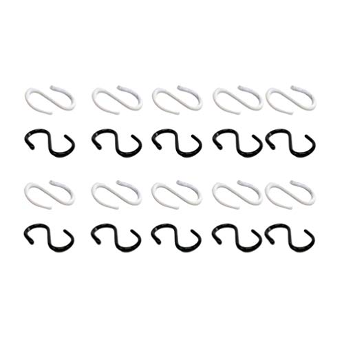 EXCEART 20 Pcs Mini S Hooks Metal Wire Hook Connectors Miniature Doll House Hanger for DIY Crafts Jewelry Hanging Supplies Black White