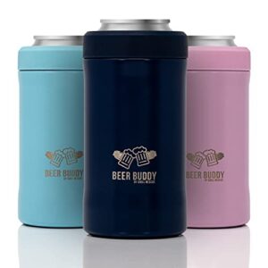 grill rescue​ insulated can holder – vacuum-sealed stainless steel – beer bottle insulator for cold beverages – thermos beer cooler ​suited for any size​ drink - one size fits all (matte blue)