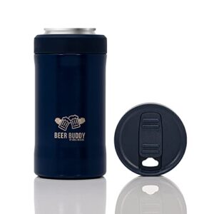 Grill Rescue​ Insulated Can Holder – Vacuum-Sealed Stainless Steel – Beer Bottle Insulator for Cold Beverages – Thermos Beer Cooler ​Suited for Any Size​ Drink - One Size Fits All (Matte Blue)