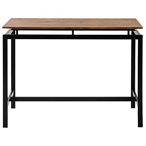 Polibi 5-Piece Kitchen Counter Height Table Dining Set, Wood Top and Metal Frame Bar Table with 4 Chairs (Brown)