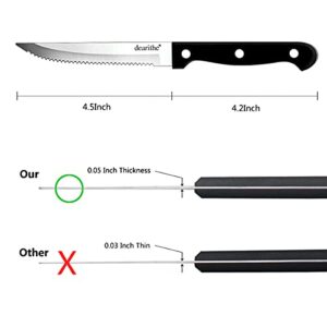 dearithe Serrated-Steak Knives Set of 12, Black Full-Tang Triple Rivet Steak Knife Sets, 4.5 Inch, For Kitchen Restaurant Tableware Camping ,Dishwasher Safe, Stainless Steel Sharp Blade