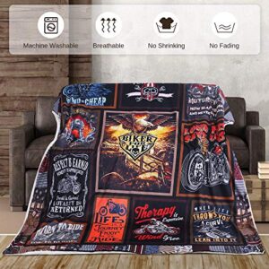 YunTu Motorcycle Blanket Super Soft Sherpa Throw Blankets for Bed Sofa and Couch Cool Motorcycle Gifts for Men and Women Fluffy Warm Blankets