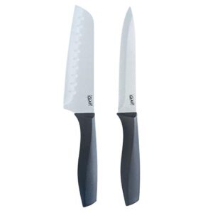 Glad Knife Set with Cutting Board, 5 Pieces | Sharp Santoku and Utility Knives with Blade Covers and Plastic Chopping Block | Kitchen Cooking Accessories