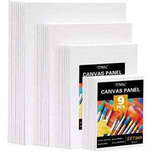 painting canvas panels multi pack- 5x7",8x10",9x12",11x14" (9 of each),set of 36,100% cotton artist canvas boards for painting,primed white canvas,for acrylic,oil paint,wet or dry art media