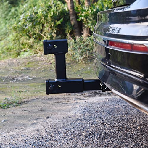 REYSUN 864131 Dual Hitch Receiver with 7-1/2 inch Rise/Drop, Receiver Hitch Extension with Hitch Pin & Clip, Fits 2 inch Hitch Receiver