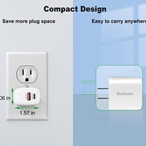 USB C Fast Charger, Hadisala 20W Dual-Port PD USB C/QC 3.0 Wall Charger, Portable Travel Power Adapter Cell Phone Charger Compatible with iPhone 14 Pro Max/Mini, iPad Pro, AirPods Pro, Galaxy and More