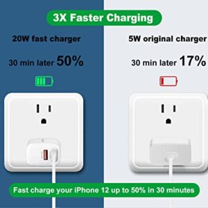 USB C Fast Charger, Hadisala 20W Dual-Port PD USB C/QC 3.0 Wall Charger, Portable Travel Power Adapter Cell Phone Charger Compatible with iPhone 14 Pro Max/Mini, iPad Pro, AirPods Pro, Galaxy and More