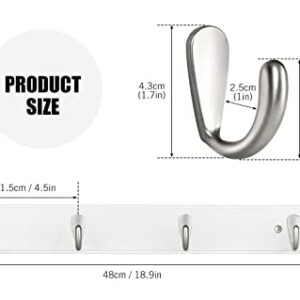 Wall Mount Coat Rack, 4-Hook Heavy Duty Wooden Key Organizer, Decorative Hook Rail for Entryway, Bedroom, Hallway, Mounted Hanger for Hats, Towels, Clothes, Bags (White)