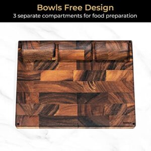 SMIRLY Butcher Block Cutting Board: Large Wood Cutting Board for Kitchen, Large Wooden Cutting Board, Extra Large Cutting Board Wood Chopping Block, Walnut Cutting Board Large, End Grain Cutting Board