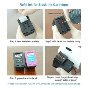 Aomya Compatible HP Black Ink Refill Kit 250ml Dye Bulk Ink for HP Inkjet Printers Refillable Cartridge CISS CIS System (9 oz) with Syringe&Glove