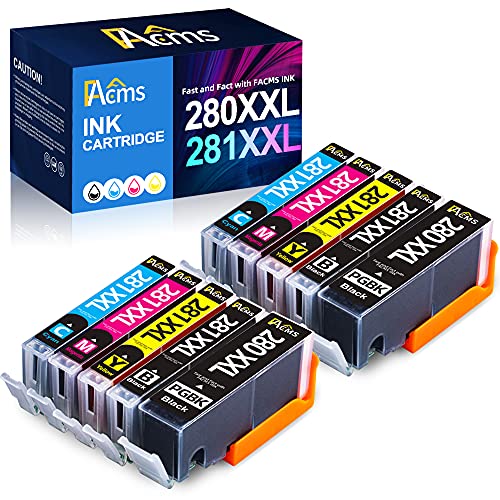 FAcms Compatible Canon tr8520 Ink Cartridge Replacement for Canon 280 281 Ink cartridges,PGI-280XXL CLI-281XXL for PIXMA TR7520 TR8520 TS6120 TS6220 TS6320 TS8120 TS8220 TS9120 Printer (10 Pack)