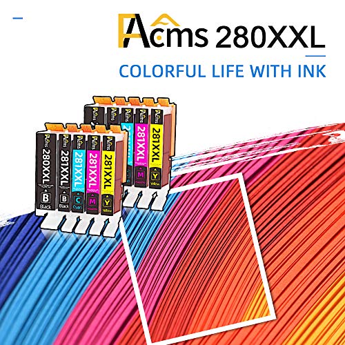 FAcms Compatible Canon tr8520 Ink Cartridge Replacement for Canon 280 281 Ink cartridges,PGI-280XXL CLI-281XXL for PIXMA TR7520 TR8520 TS6120 TS6220 TS6320 TS8120 TS8220 TS9120 Printer (10 Pack)