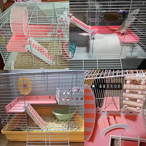 Hamster Platform with Climbing Ladder,Small Animal Wooden Natural Bridge Toy Guinea Pig Playground Cage Accessories for Hamster Guinea Pig Syrian Hamster Gerbil Dwarf Mouse Sugar Gliders 3 Pcs