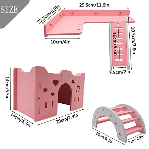 Hamster Platform with Climbing Ladder,Small Animal Wooden Natural Bridge Toy Guinea Pig Playground Cage Accessories for Hamster Guinea Pig Syrian Hamster Gerbil Dwarf Mouse Sugar Gliders 3 Pcs