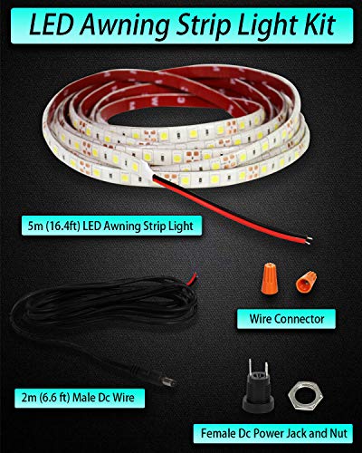 Seagenck RV Led Awning Party Light, Led Awning Strip Light for Camper Motorhome Travel Trailer Concession Stands Food Trucks, Light Up Canopy Area for BBQ Play Cards, 5m(16.4ft), Dc 12v, Blue