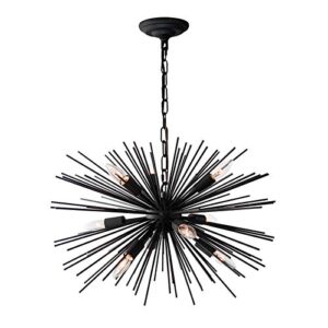 gomunin astra sputnik satellite pendant light 9-light black chandelier mid century starburst chandelier for living room bedroom hallway dining room kitchen island, 23in wide, solid metal 12lb