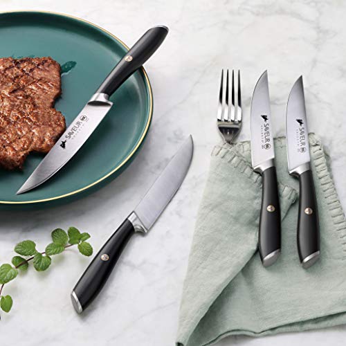 SAVEUR SELECTS 1026269 German Steel Forged 4-Piece Fine Edge Steak Knife Set