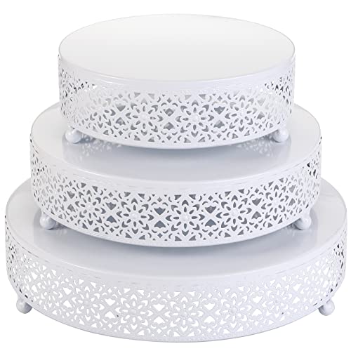 Hedume Set of 3 Cake Stand, Dessert Display Cupcake Stands, Round Metal Cake Stands, Cupcake Pastry Candy Display Plate for Wedding, Event, Birthday Party