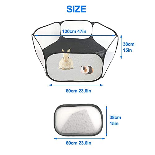 Small Animal Playpen with Waterproof Pads, Reusable Liners, Waterproof Bottom on Both Sides, Fit with Pet Tent (42.5in x 41in) Bedding for Guinea Pig, Rabbit, Hamster, Chinchilla and Hedgehog