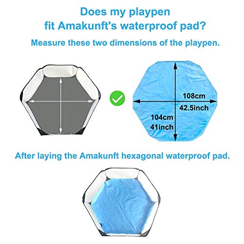 Small Animal Playpen with Waterproof Pads, Reusable Liners, Waterproof Bottom on Both Sides, Fit with Pet Tent (42.5in x 41in) Bedding for Guinea Pig, Rabbit, Hamster, Chinchilla and Hedgehog