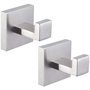 angle simple bathroom towel hook 2 pcs, sus304 stainless steel bath towel holder, square robe hook for wall, brushed nickel