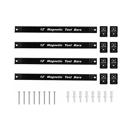 Magnetic Tool Holder 12 Inch 4 Pack Heavy Duty Magnet Tool Bar Strip Rack Wall Mount Black