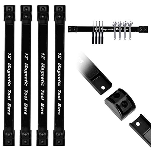 Magnetic Tool Holder 12 Inch 4 Pack Heavy Duty Magnet Tool Bar Strip Rack Wall Mount Black