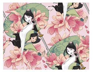 1 yard disney mulan floral fabric - 100% cotton