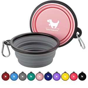 collapsible dog bowls for travel, 2-pack dog portable water bowl for dogs cats pet foldable feeding watering dish for traveling camping walking with 2 carabiners, bpa free