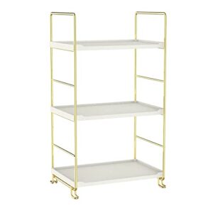 janus liang 3-tier bathroom countertop organizer - vanity tray makeup storage holder standing shelf freestanding stackable kitchen spice rack, easy to assemble, plastic/metal gold