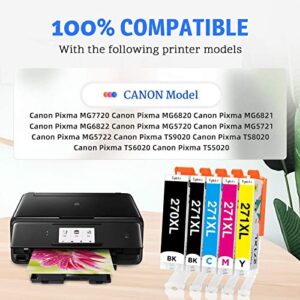 Topkolor PGI-270XL CLI-271XL Compatible Ink Cartridge Replacement for Canon PGI 270 XL CLI 271 XL, 15Pack Ink Cartridges Combo to use with MG6821 TS6020 TS8020 TS9020 Printer,Black,Cyan,Magenta,Yellow