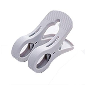 2Pcs Beach Towel Clips, Large Size Windproof Plastic Clips, Bathroom Towel Clips, Quilt Clamps Clothes Pegs for Home Pool Chairs, Laundry, Sunbeds and Sun Loungers (White)