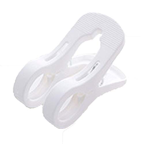 2Pcs Beach Towel Clips, Large Size Windproof Plastic Clips, Bathroom Towel Clips, Quilt Clamps Clothes Pegs for Home Pool Chairs, Laundry, Sunbeds and Sun Loungers (White)