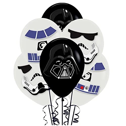 Star Wars Latex Balloons Decorating Kit - 12 Inches - Black And White - Pack of 6