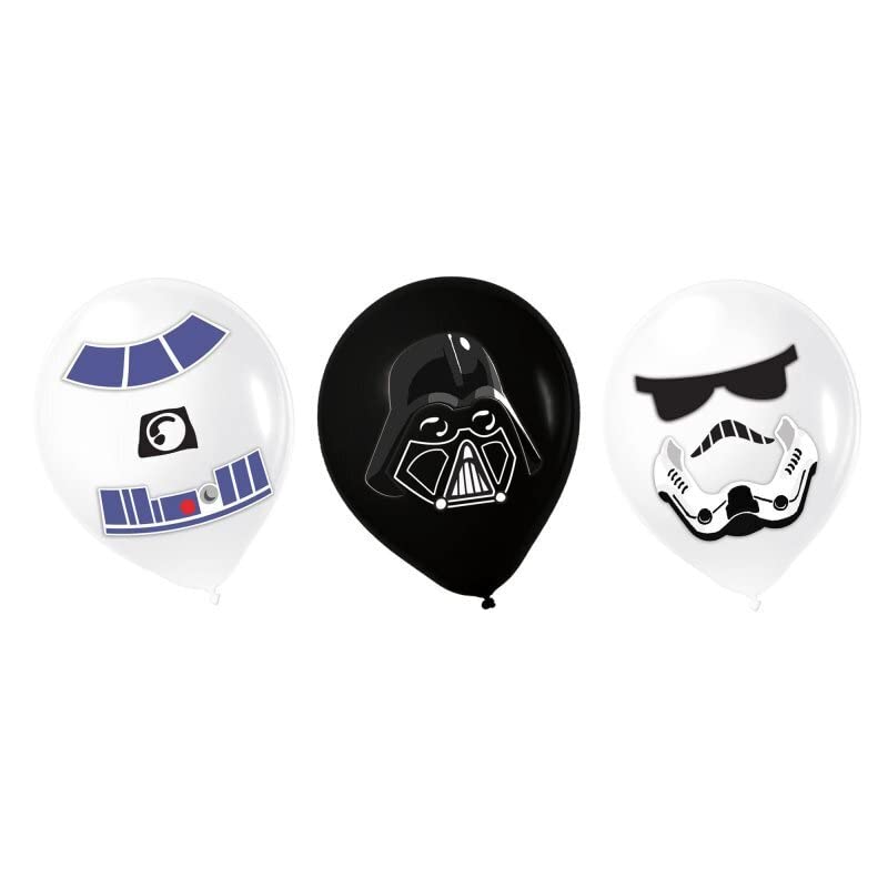 Star Wars Latex Balloons Decorating Kit - 12 Inches - Black And White - Pack of 6