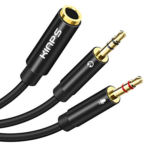 KINPS Headphone Splitter for Computer 3.5mm Female to Dual 3.5mm Male Headphone Mic Audio Y Splitter Cable Smartphone Headset to PC Adapter